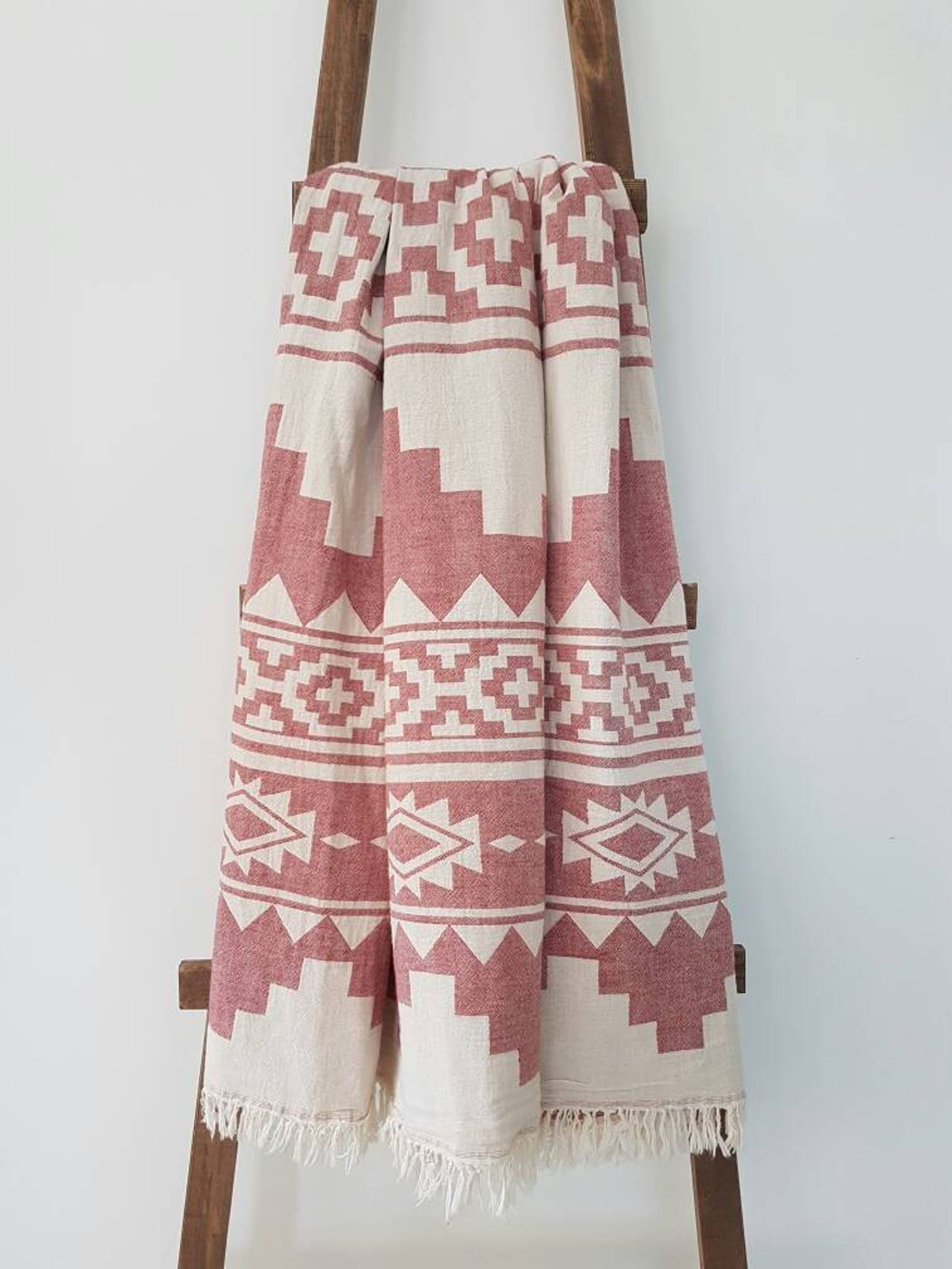 Burgundy Aztec Blanket Throw Navajo Trendy Blanket - Etsy