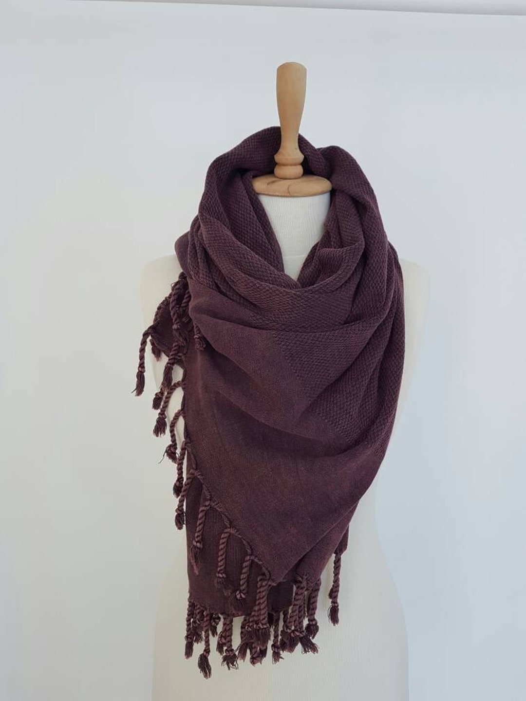 Ultrasoft Aubergine Scarf - Rustic Stonewashed Scarf Wrap - Dark Purple ...