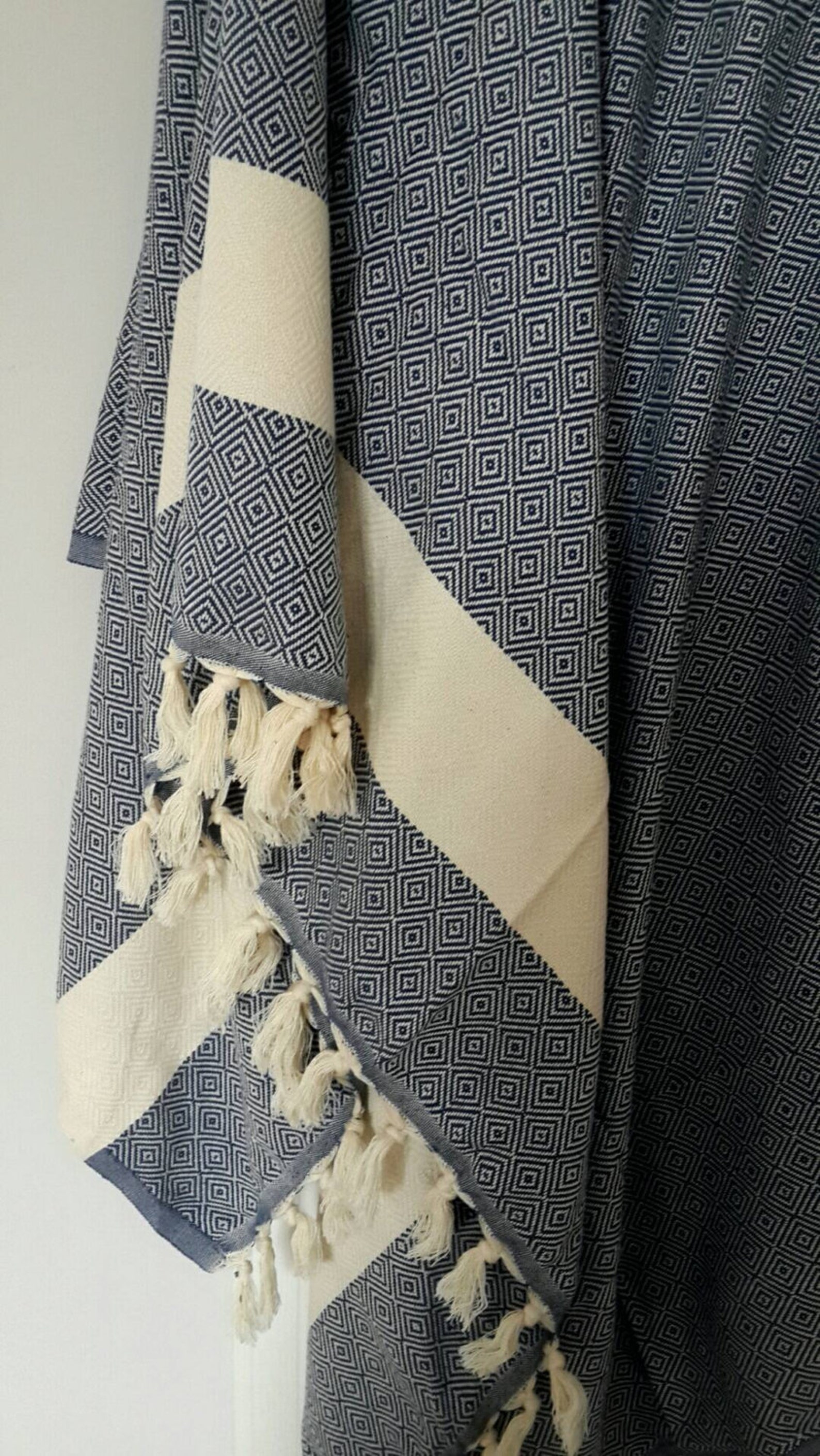 Blue Cotton Blanket - Picnic and Family Beach Blanket Throw - Large Bed ...