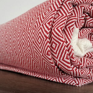 Red Cotton Blanket - Diamonds Blanket Throw - Woven Cotton Blanket ...