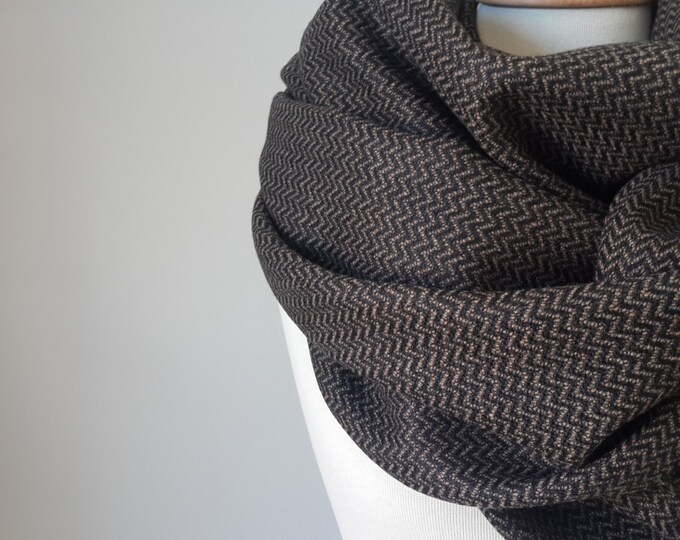 Soft Wool Scarf Wool Scarf in Brown and Black Chevron - Etsy