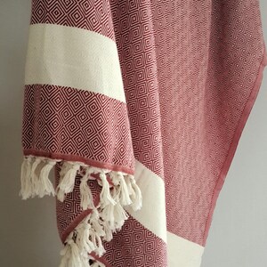 Red Cotton Blanket - Diamonds Blanket Throw - Woven Cotton Blanket ...