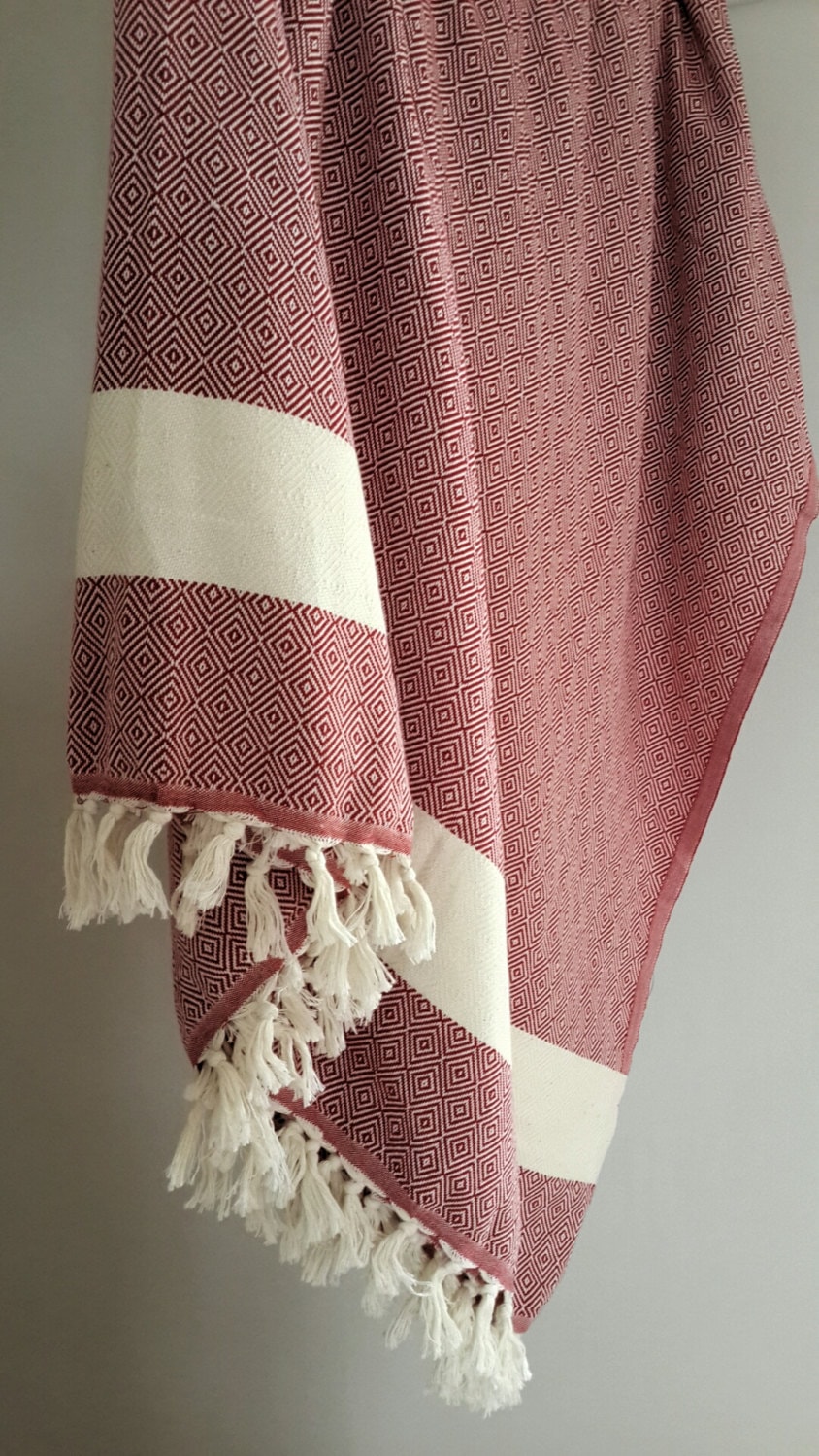 Red Cotton Blanket Diamonds Blanket Throw Woven Cotton | Etsy