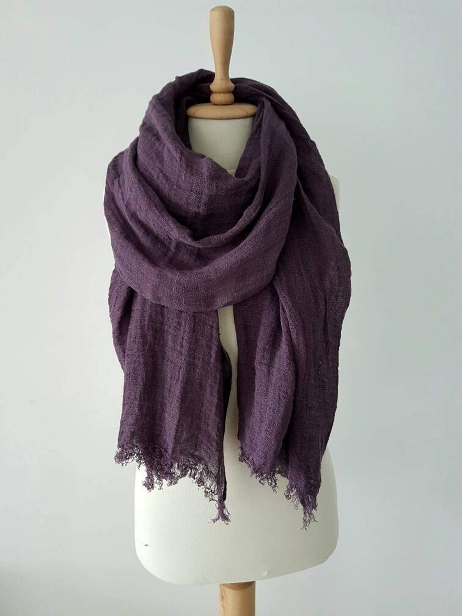 Purple Linen Scarf 100 % Linen Scarf Woman Spring Scarf - Etsy