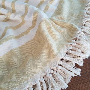 Mustard Herringbone Blanket - 100% Cotton Woven Blanket - Dijon Yellow ...
