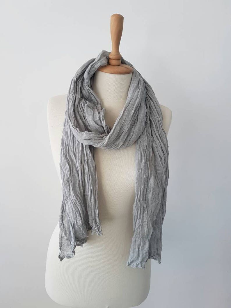 Silver Gray Linen Shawl Pure Linen Scarf Long Linen Scarf | Etsy