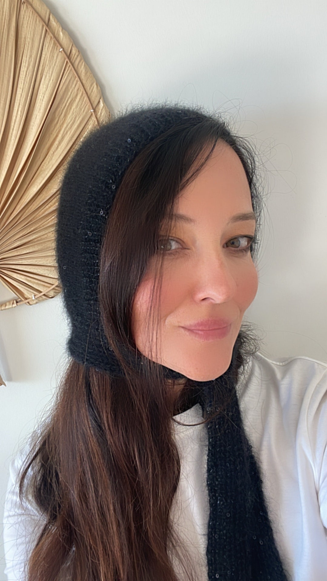 Blacktie Bonnet Sequin Bonnet With Ties Knit Bonet Mohair Wool Adult ...