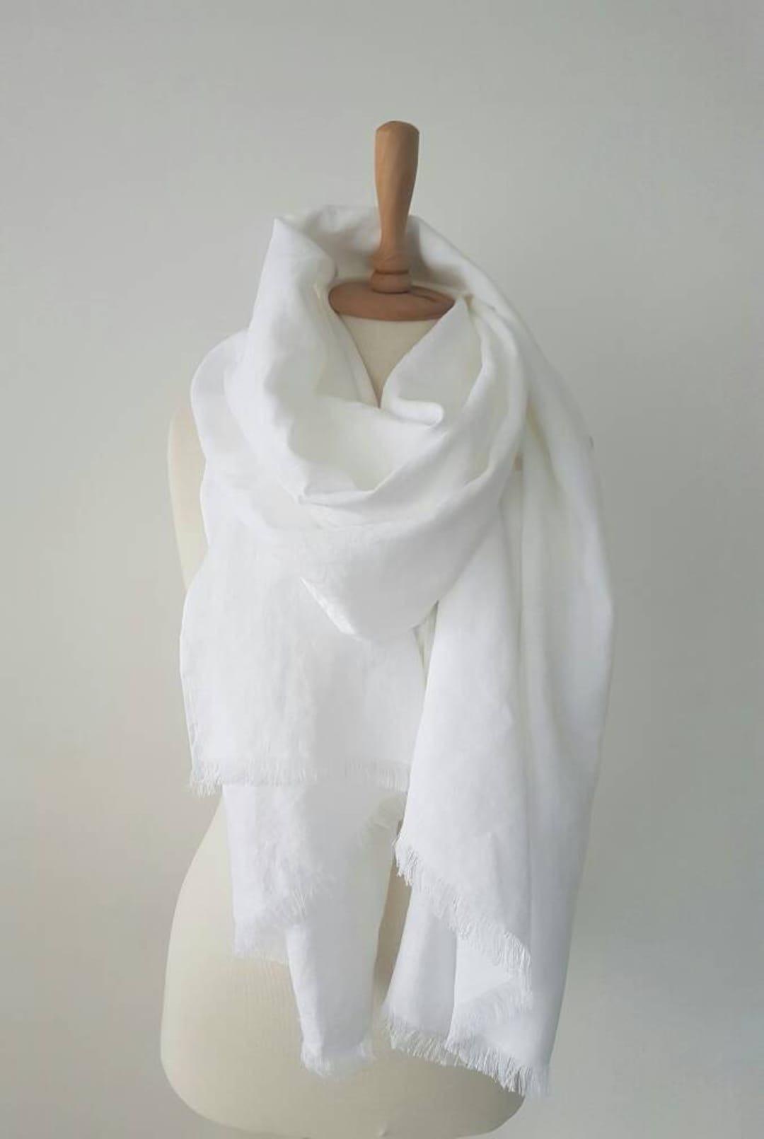 White Linen Scarf - 100 % Linen Scarf - Soft Flax Scarf - Snow White ...