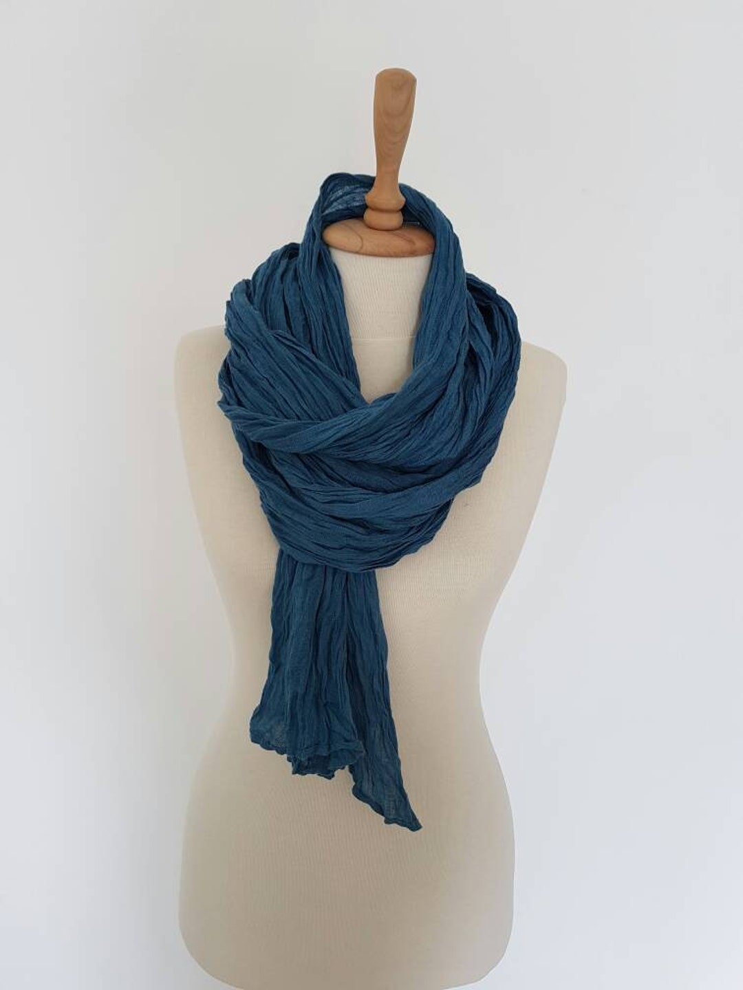 Petrol Blue Linen Scarf - Blue Linen Clothing - Travel Wrap - Linen Men ...