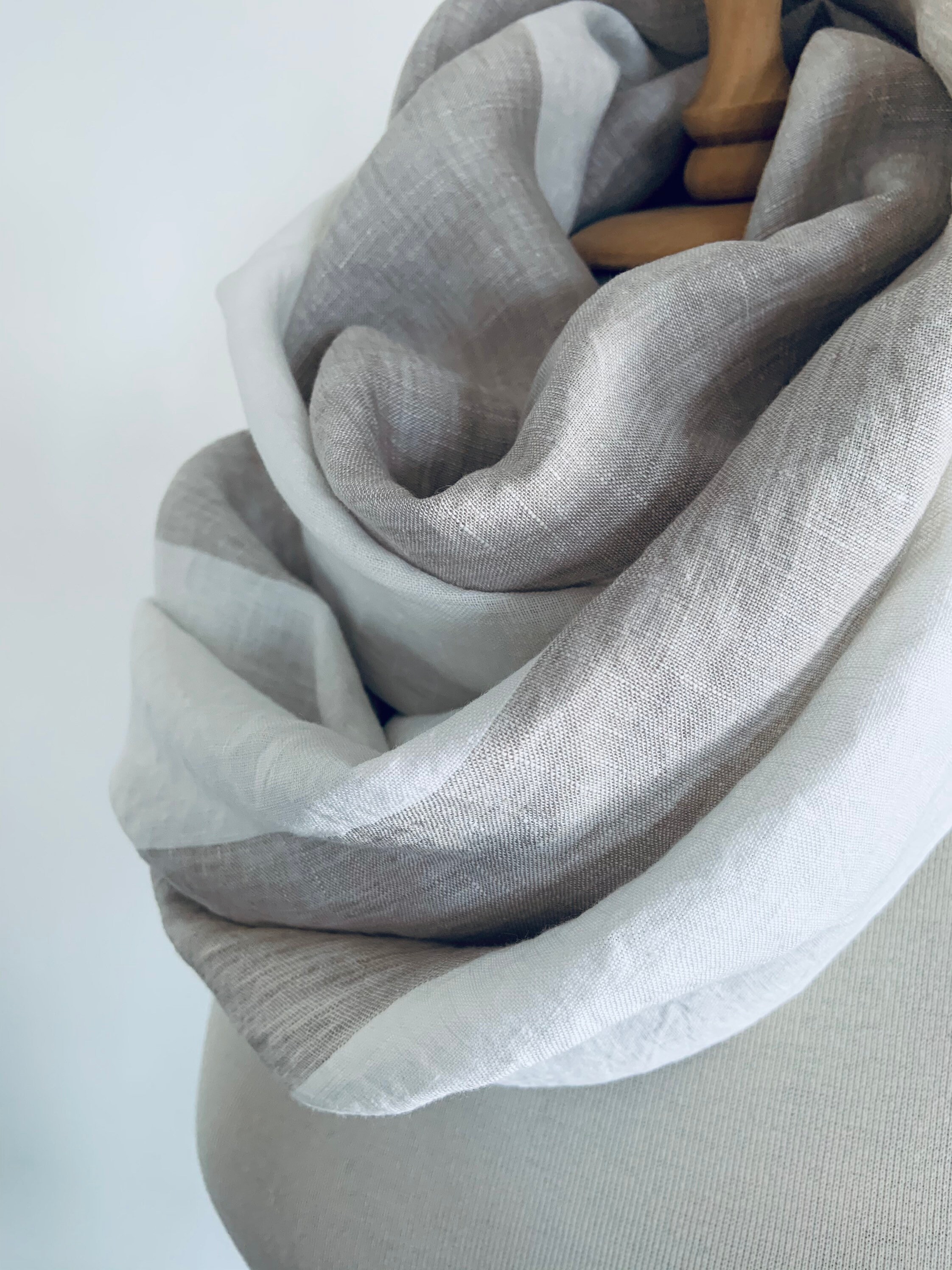 Stripe Linen Shawl - White and Beige Linen Scarf - Lightweight Woman ...