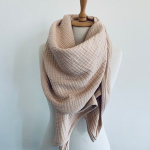 Oversized Beige Scarf - Fall Winter Scarves - Huge Cotton Gauze Shawl ...