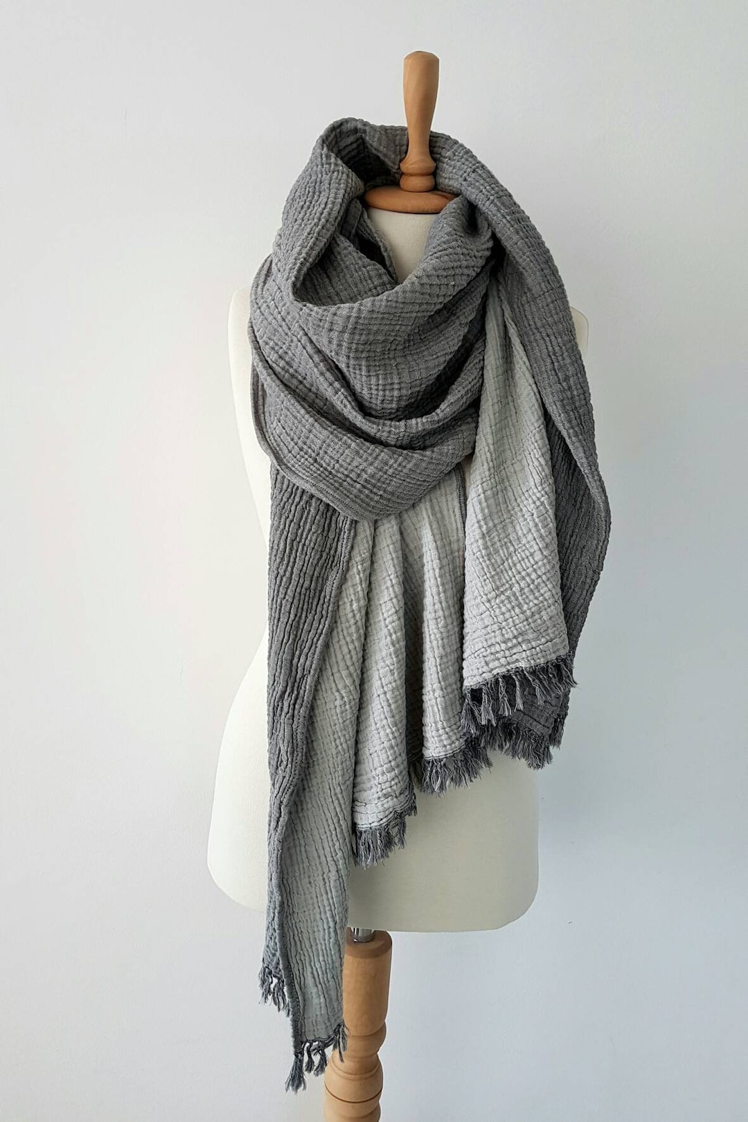 Huge Grey Scarf Bohemian Style Wrap Ultrasoft Oversized Gray Scarf ...