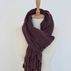 Ultrasoft Aubergine Scarf - Rustic Stonewashed Scarf Wrap - Dark Purple ...
