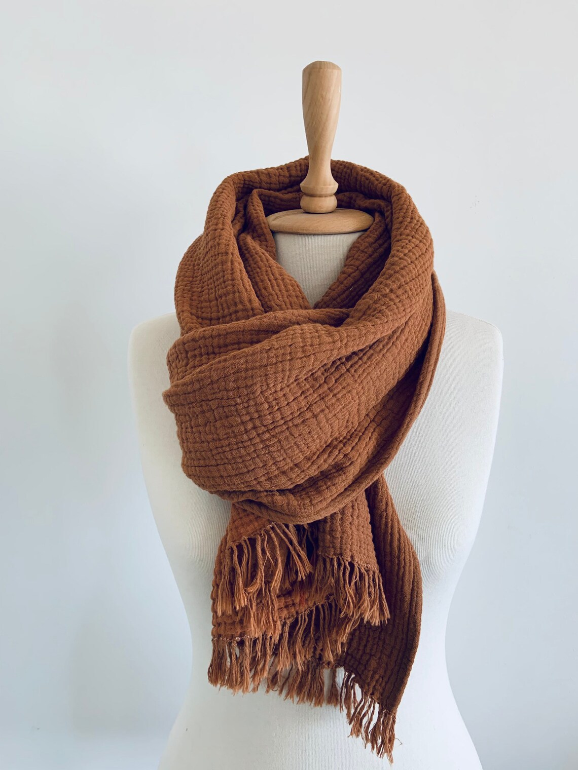 Double Gauze Cotton Scarf Oversized Shawl in Cinnamon Brown - Etsy