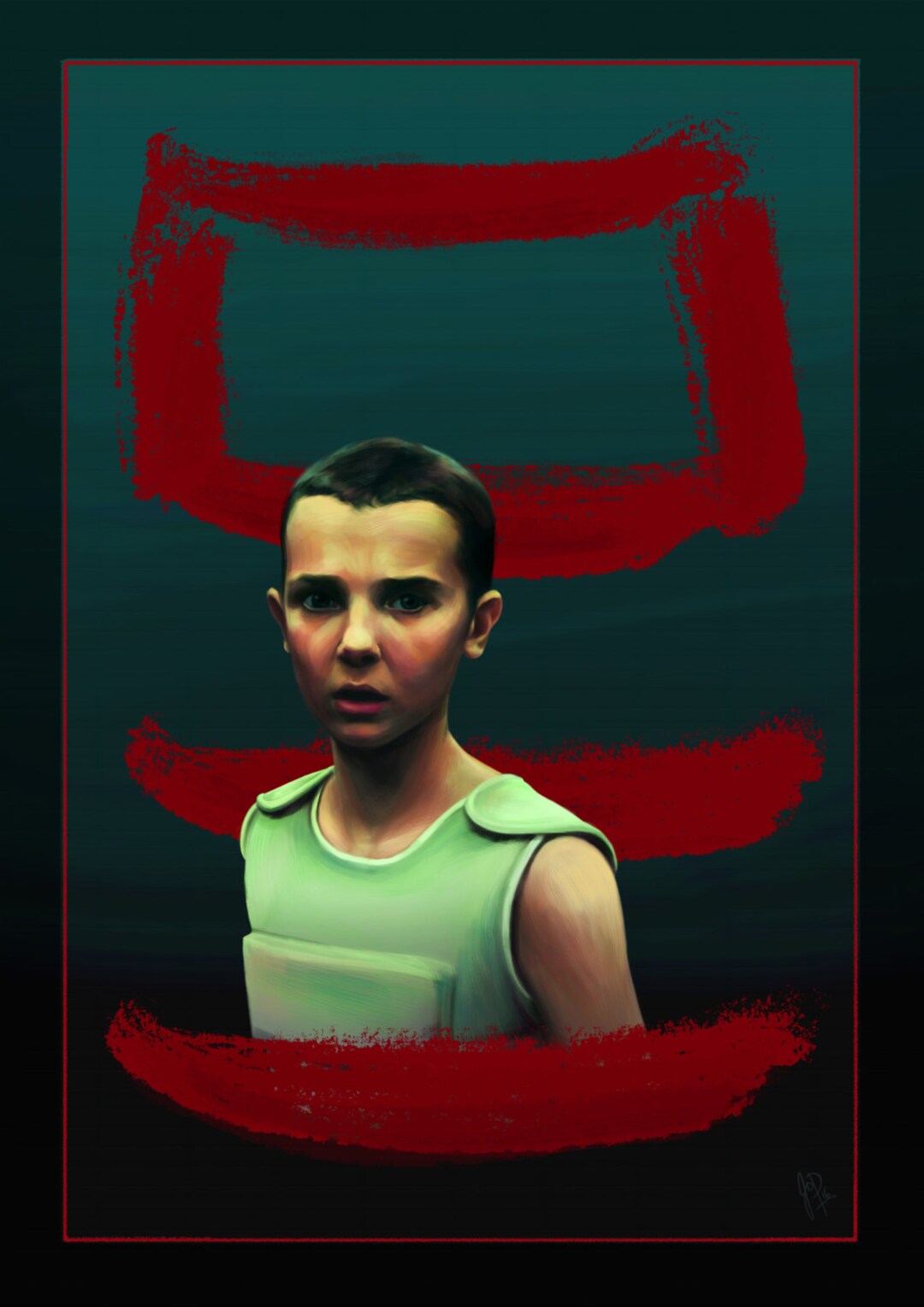 Stranger Things Eleven 001 El, Netflix, A3 Art Print, Digital Painting ...