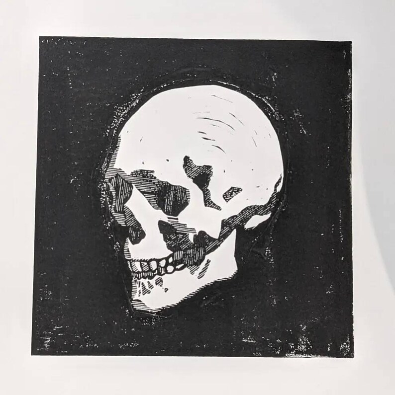 Skull - Lino Print on A3 - Etsy
