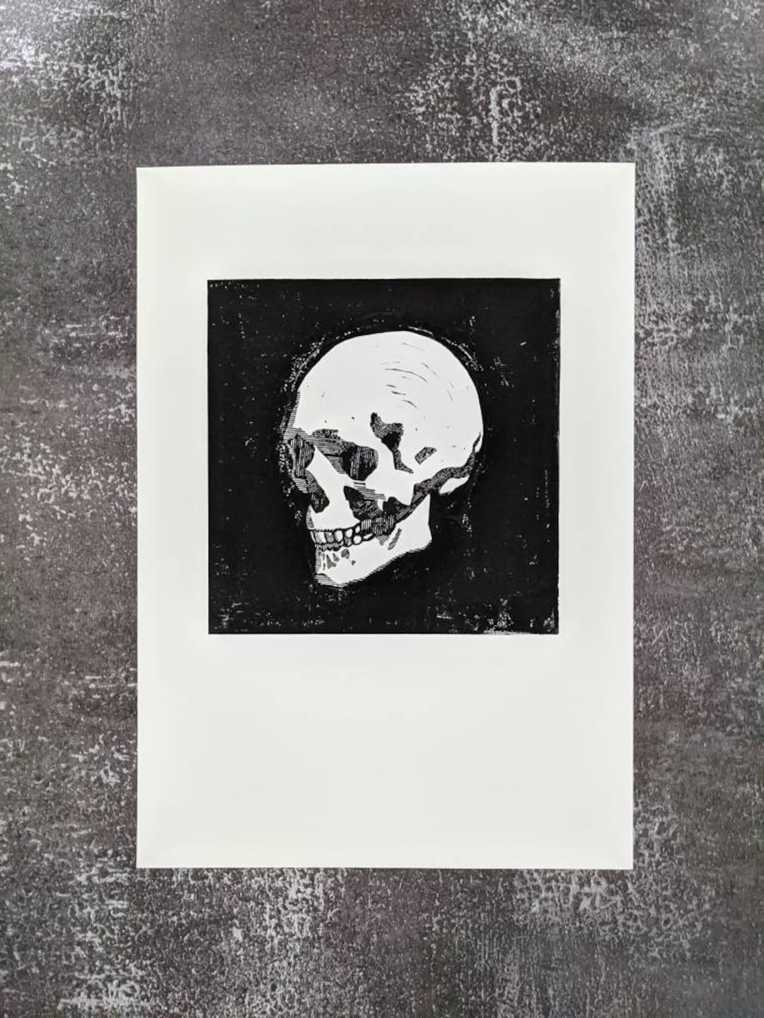 Skull - Lino Print on A3 - Etsy
