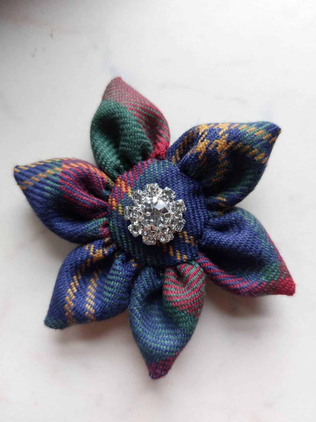 Handmade County Cork Wool Tartan Flower Scottish Diamante Brooch - Etsy