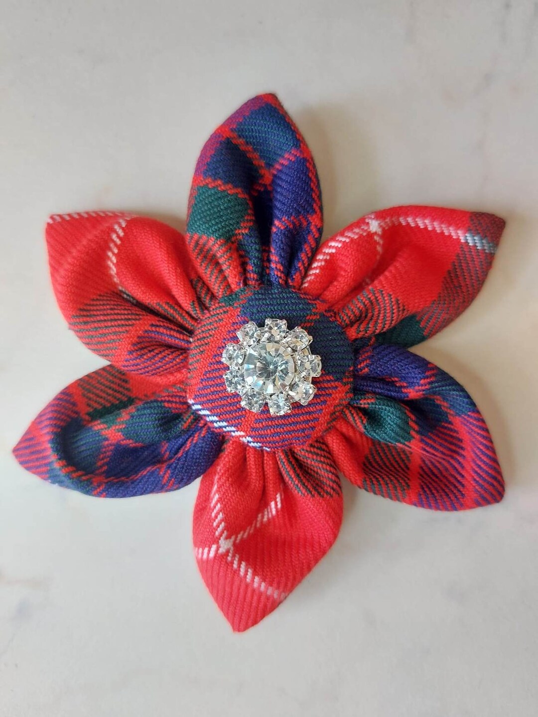 Handmade Fraser Modern Red Tartan Flower Diamante Scottish Brooch - Etsy