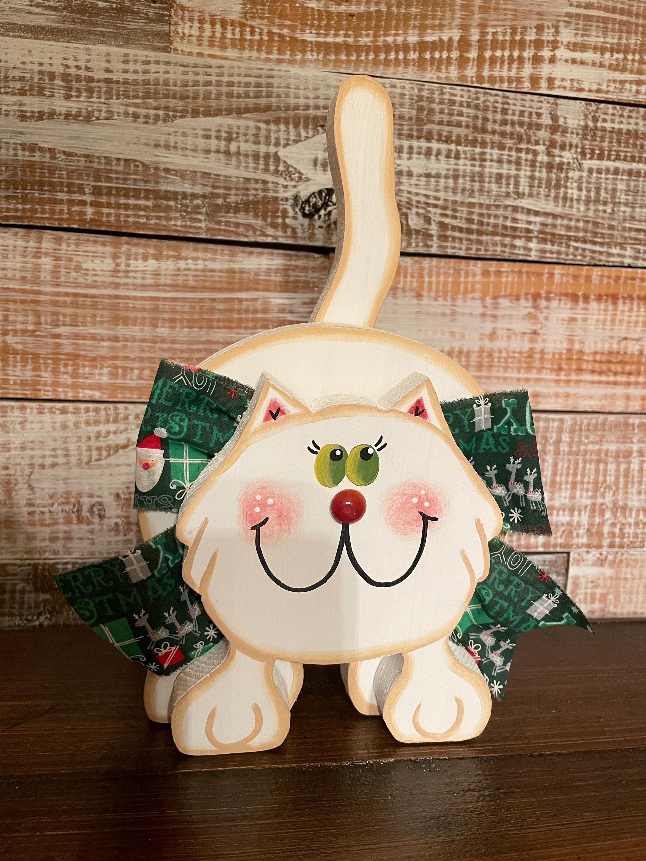 Christmas Decor. Christmas Fat Cat. Made Out of Wood. - Etsy