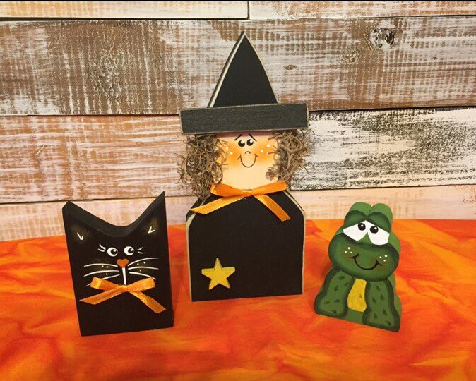 Halloween Decor. Cute Little Halloween Witch With Her Own Cat | Etsy