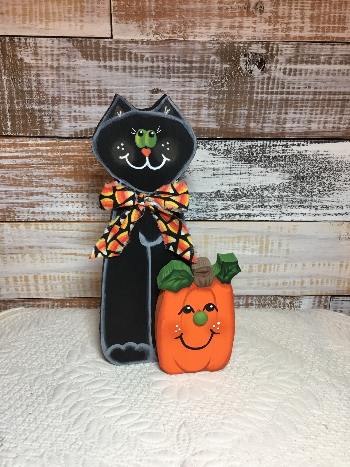 Halloween decor. Halloween cat with pumpkin. Fun Halloween | Etsy