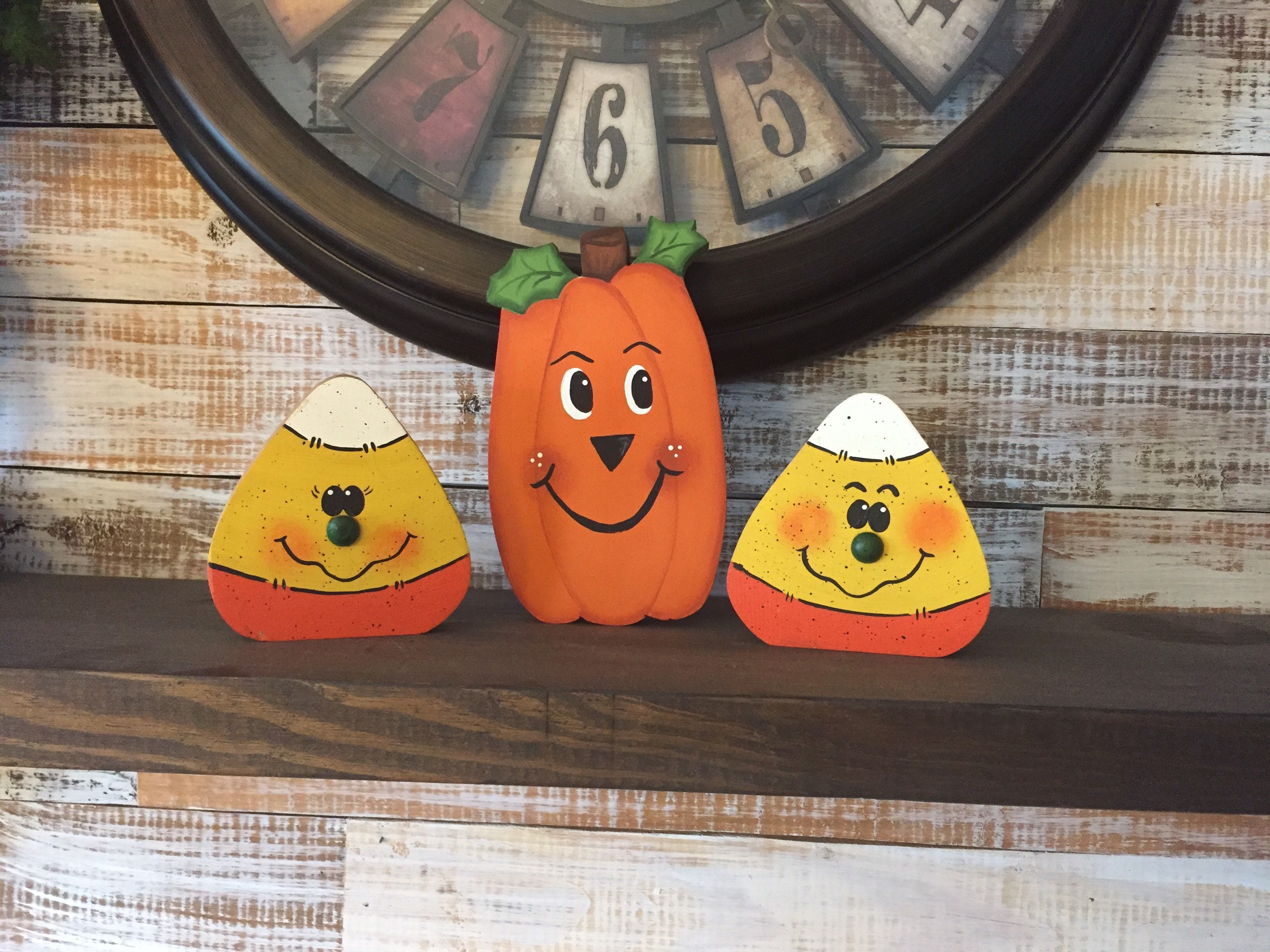 Halloween Decor. Pumpkin and Two Candy Corn. - Etsy