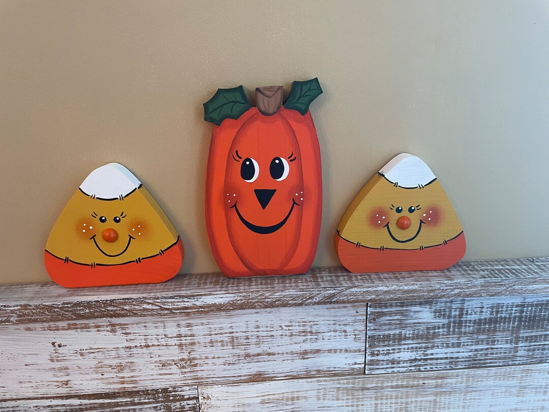 Halloween Decor. Pumpkin and Two Candy Corn. - Etsy