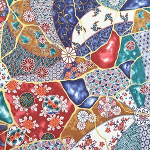 Japanese Fabric Kintsugi Inspired Colorful -50cm- Japanese Fabrics ...