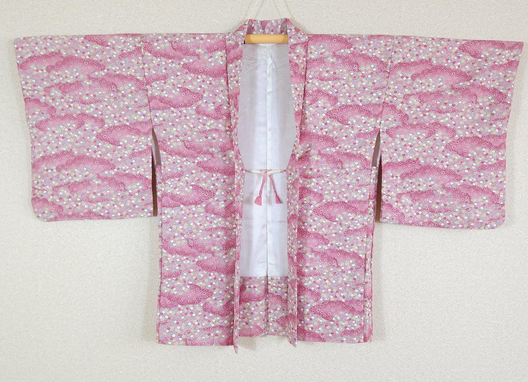 Pink Haori With Floral Cloud Pattern, Vintage Haori, Kimono Jacket ...