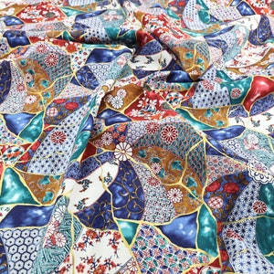 Japanese Fabric Kintsugi Inspired Colorful -50cm- Japanese Fabrics ...