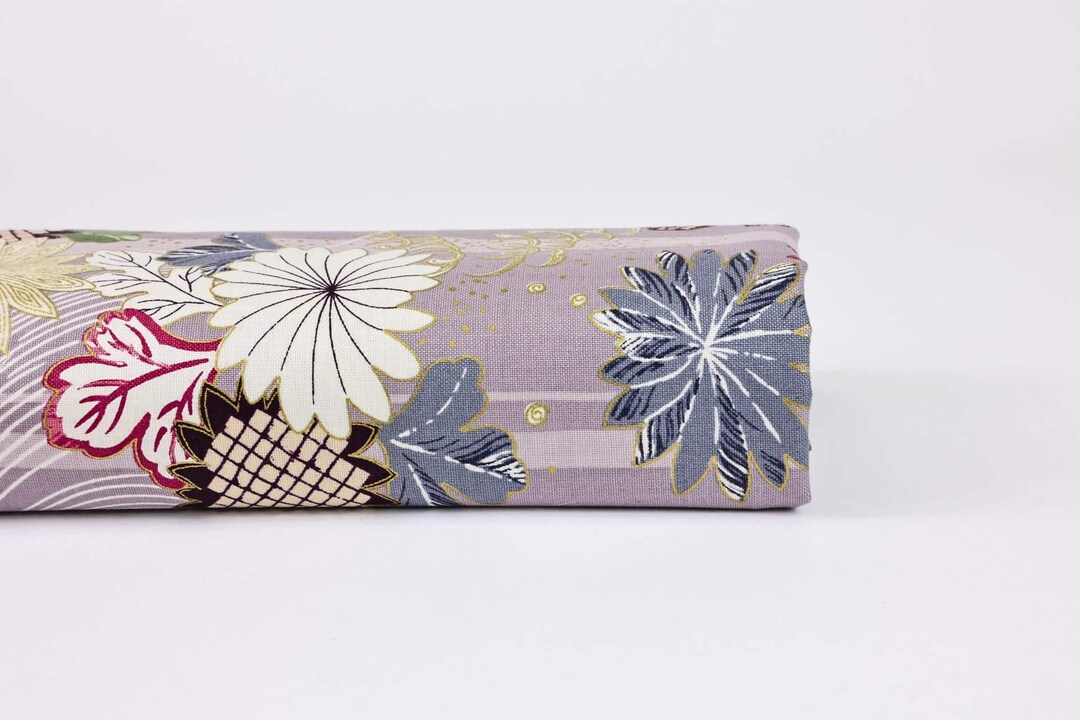 Hyakka Ryoran Quilt Gate Fabric Purple -50cm- Japan Fabric, Japanese ...