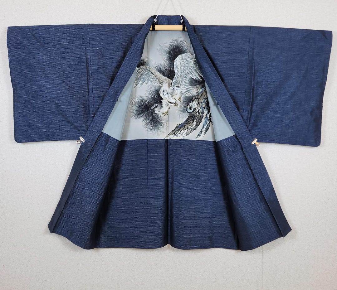 Navy Blue Men's Haori With Majestic Eagle, Eagle Haori, Haori Man ...
