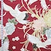 Japanese Tsuru Fabric Floral Pattern Red Background -50cm- Japanese ...