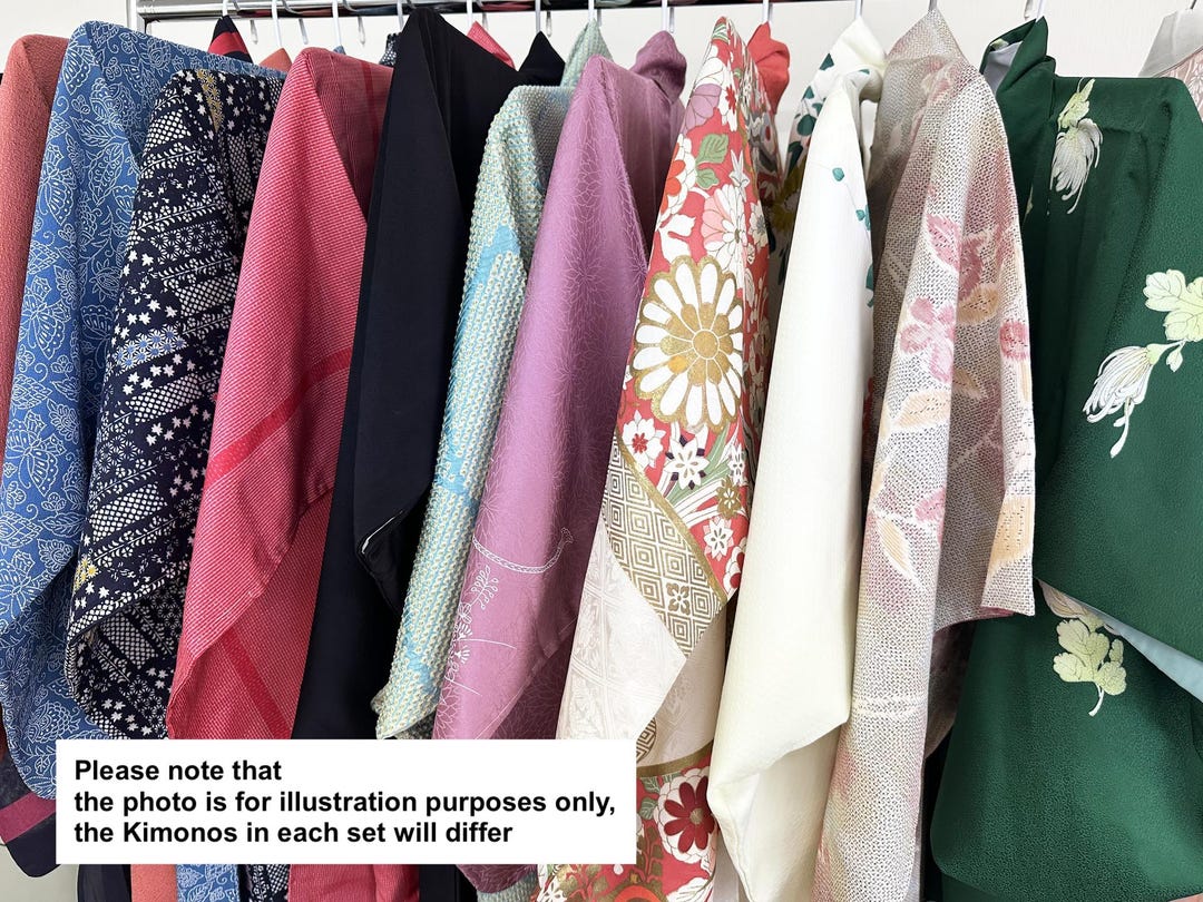 Set of 3 Vintage Kimonos, Set of Kimonos, Japanese Kimono, Old Kimono ...