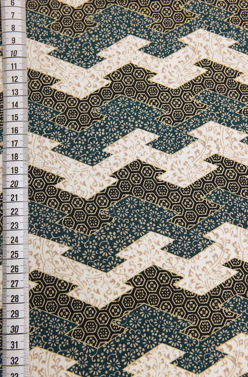 Chirimen Fabric Hanabishi and Kikko Blue 50cm Japanese - Etsy