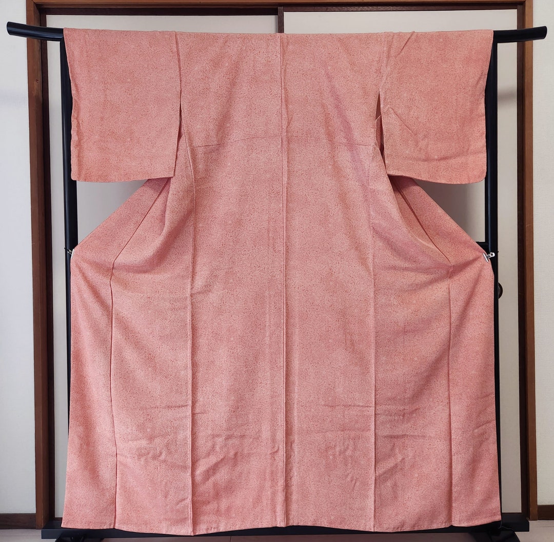 Salmon Pink Kiku Komon Kimono, Komon Kimono, Kimono Komon Pattern, Cloth Same Komon Pattern ...