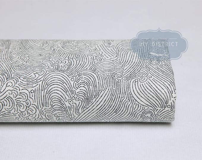 Traditional White Japanese Fabric With Dotted Nami Pattern 50cm ...