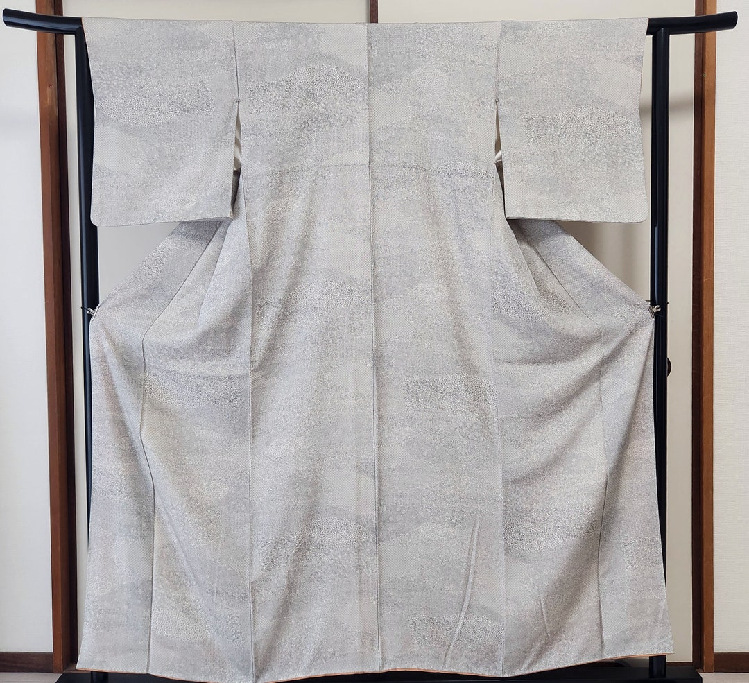 Elegant Gray Same Komon Pattern Kimono, Komon Kimono, Vintage Kimono, Same Komon Pattern ...