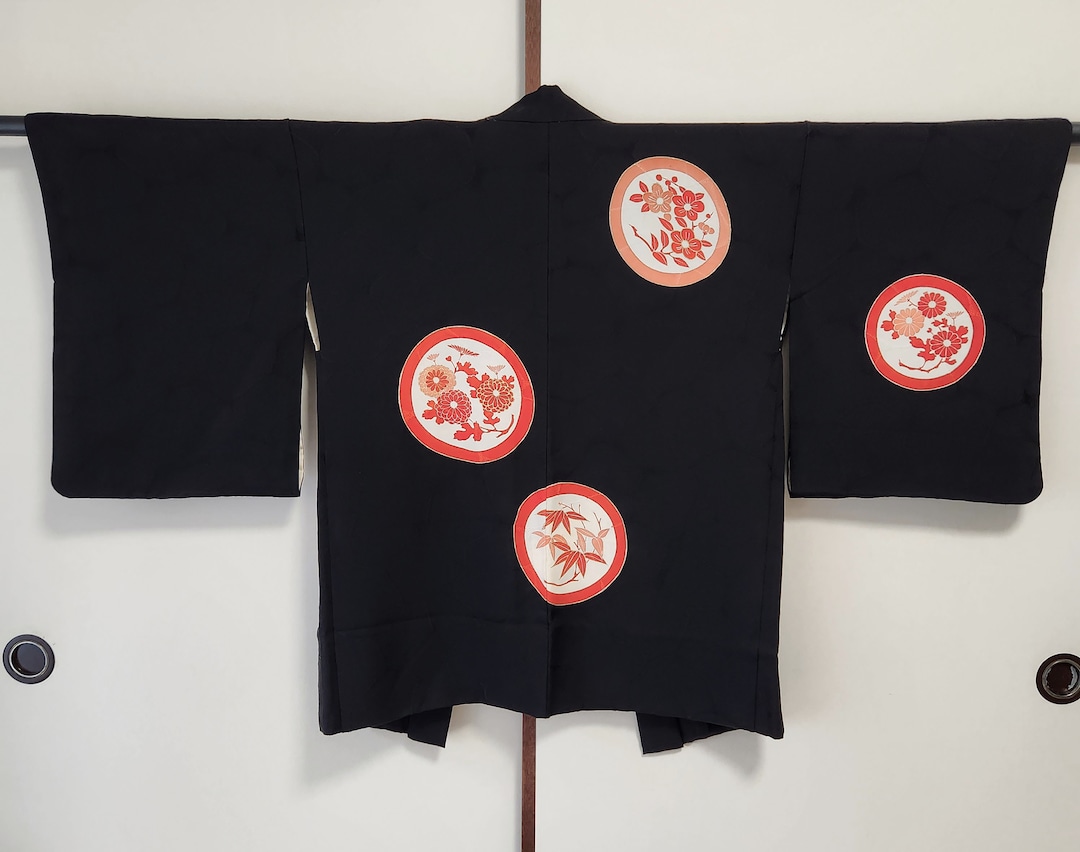 Traditional Haori With Hand-painted Floral Circles, Haori, Traditional ...