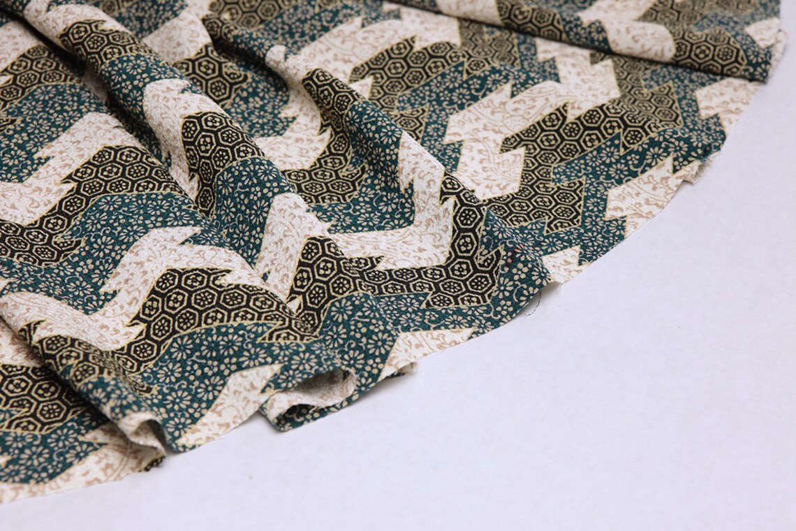 Chirimen Fabric Hanabishi and Kikko Blue 50cm Japanese - Etsy