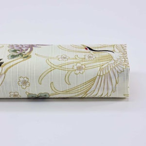 Japanese Tsuru Fabric Floral Pattern Ivory Background 50cm Japanese ...