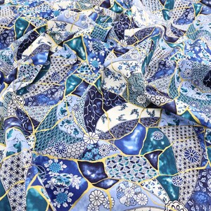 Japanese Fabric Kintsugi Inspired Indigo Blue -50cm- Japanese Fabrics, Kintsugi, 金継ぎ, Japanese ...