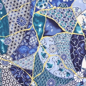 Japanese Fabric Kintsugi Inspired Indigo Blue -50cm- Japanese Fabrics ...