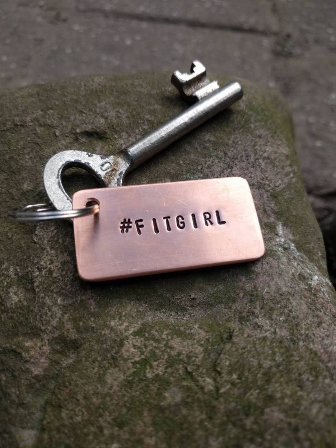 HANDMADE Copper Keychain With Personal Text ' fitgirl - Etsy