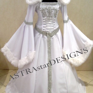 Snow Ice Queen Costume XS-S-M-L-XL-2XL-3XL Medieval Wedding Dress Elsa ...