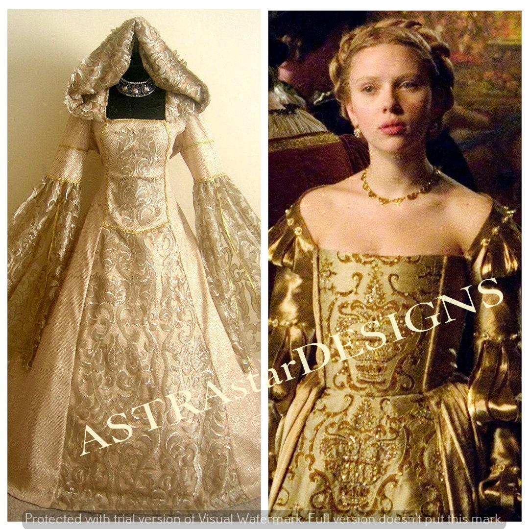 EXTREMELY GLITTERY GOLD Medieval Wedding Dress Gothic Renaissance Wicca ...