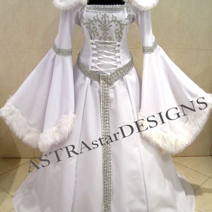 Snow Ice Queen Costume XS-S-M-L-XL-2XL-3XL Medieval Wedding Dress Elsa ...