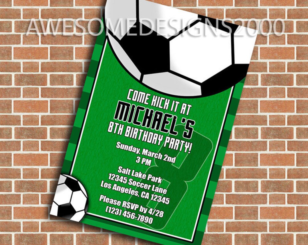 Soccer Invitations - Birthday Party Invite - Printable & Shipped - Etsy