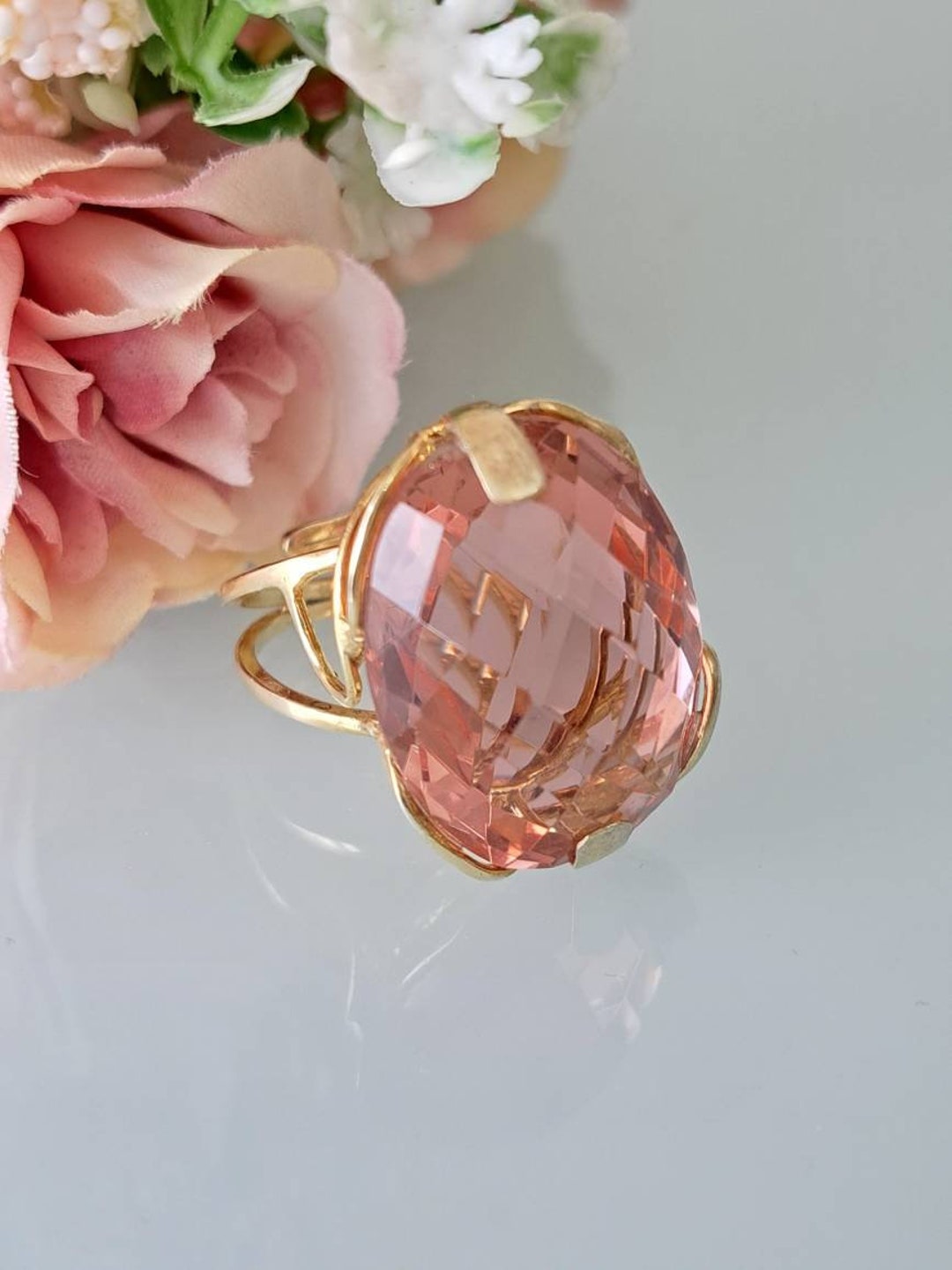 Maxi Ring in 925 Silver and Rose Quartz Stone, Italian Jewelry - Etsy